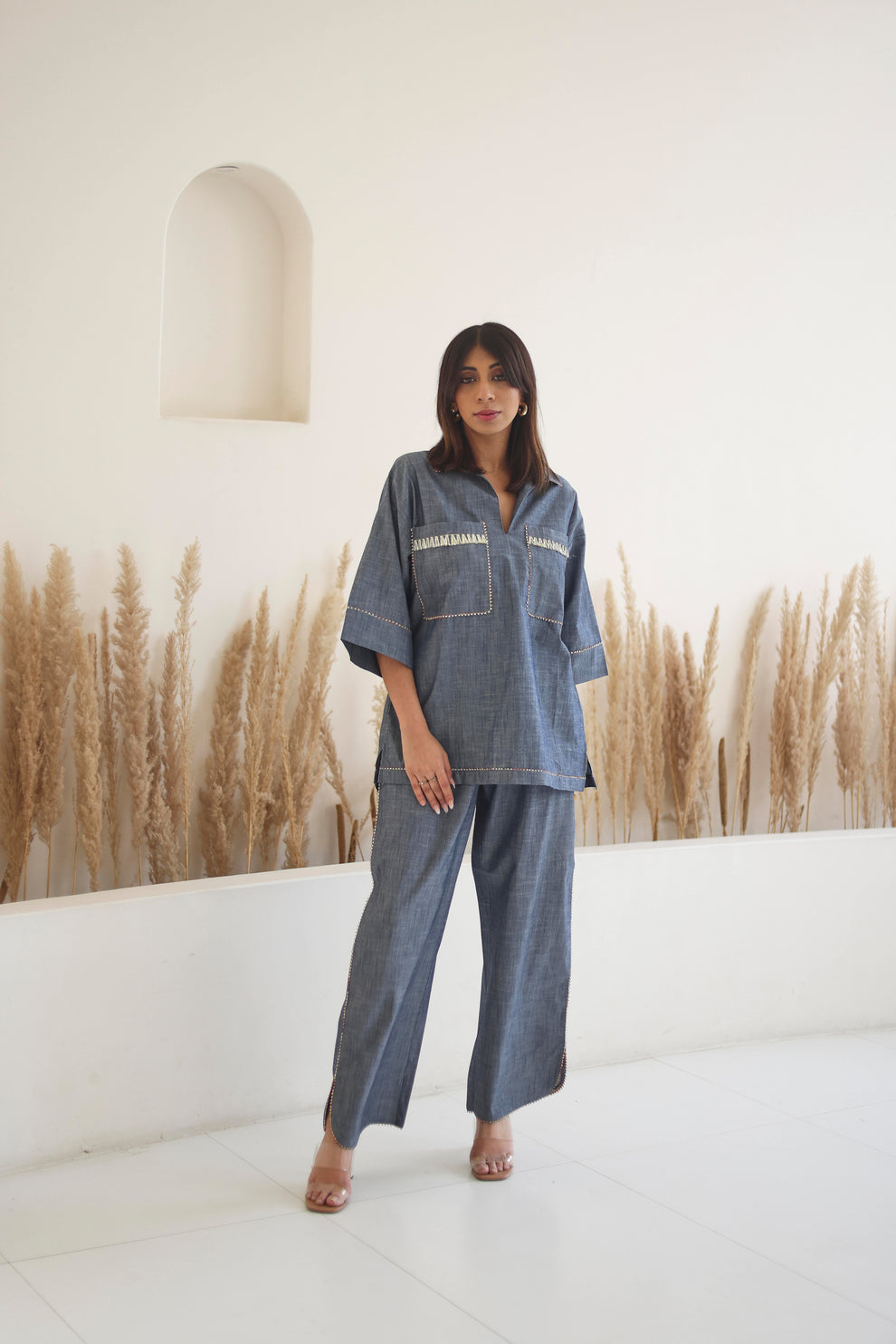 Gold Denim Set – Trendy Co-ord for Casual Days – Kaari